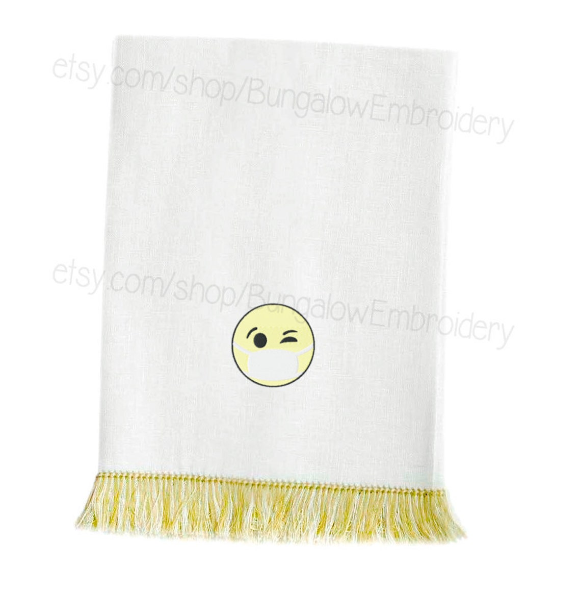 Winking Emoji Wearing Mask (embroidery Design File) - Etsy
