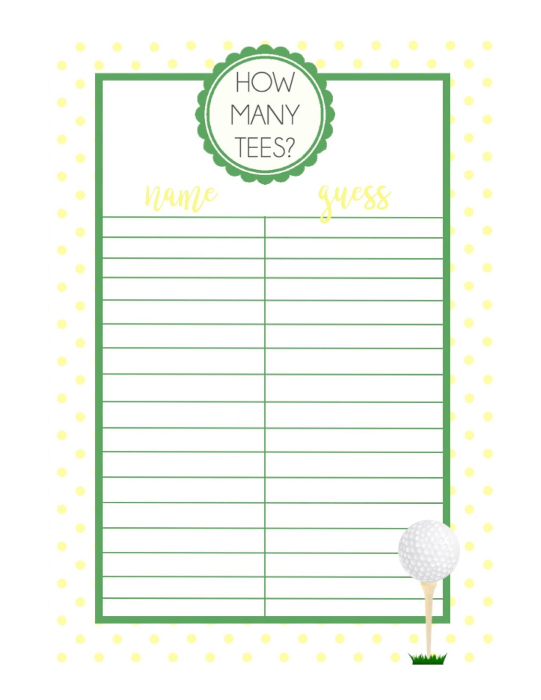 INSTANT DOWNLOAD Golf Party Game Printables - Etsy