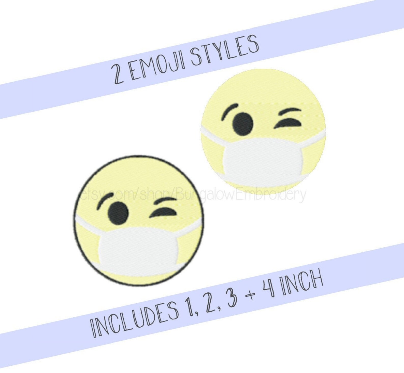 Winking Emoji Wearing Mask (embroidery Design File) - Etsy