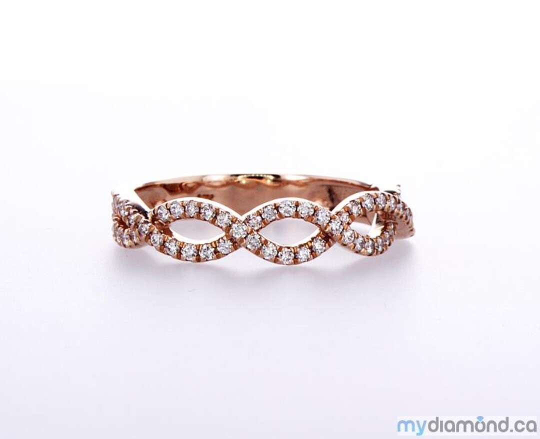 Infinity Eternity Stackable Gold Natural Diamonds Ring 0.40ct 14K Solid ...
