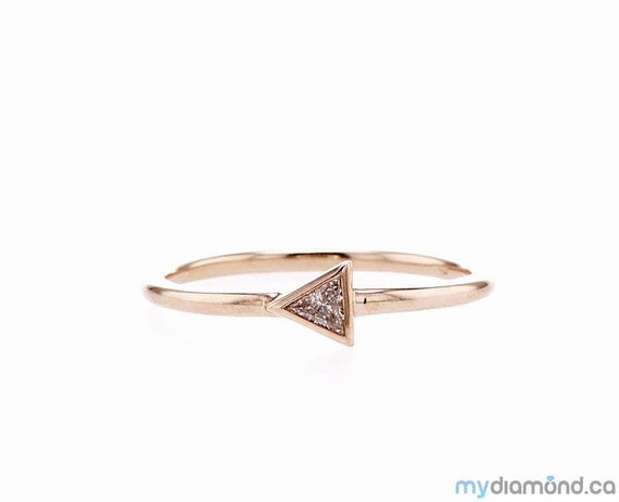 Stackable Diamond Promise Ring 14K Solid Gold 0.10 Ct Diamonds | Etsy