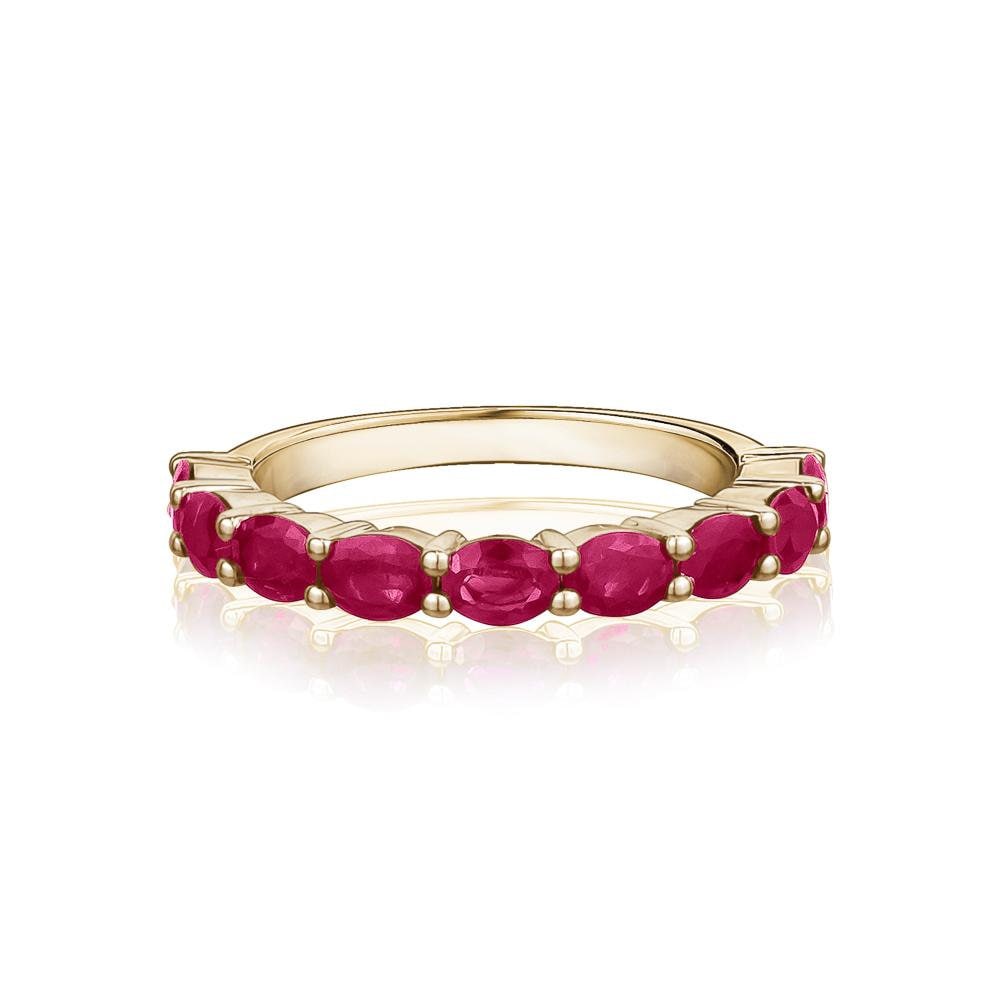 14K Solid Gold Oval Ruby Ring, Real Gemstone July Birthstone Statement ...