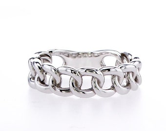 Silver Chain Ring - Etsy