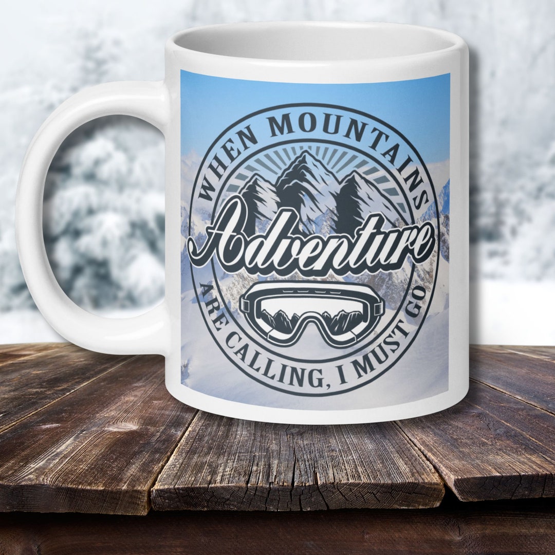 Mountains Calling Large Coffee 20oz Mug, Snowboarding & Skier Gift ...