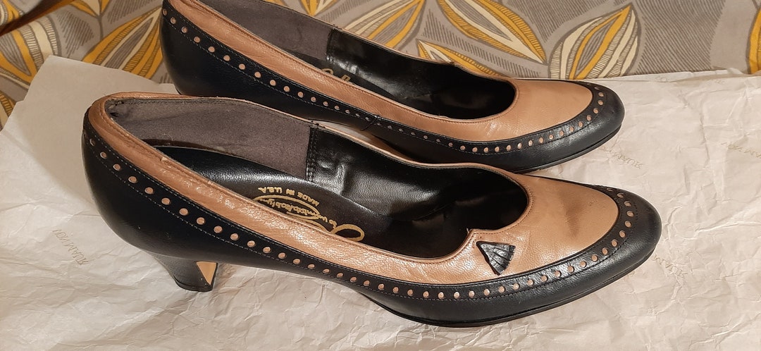 Johansen Leather Pumps, Leather Blue and Brown Shoes - Etsy