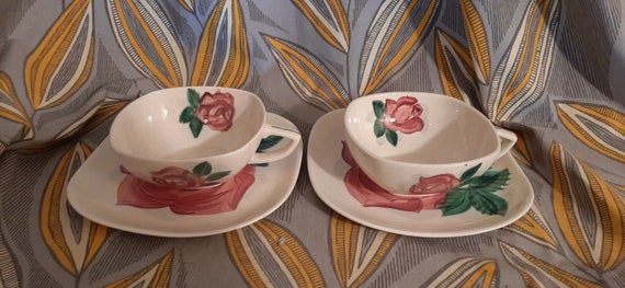 Red Wing Rose pattern cup and saucer Collectible cup and saucer Vintage ...