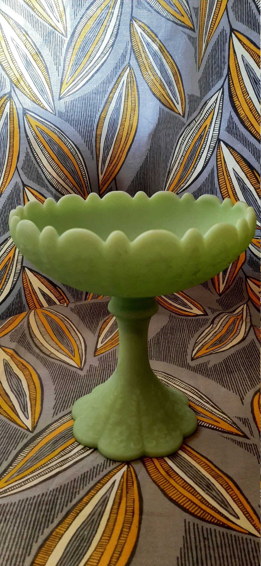Fenton Green Compote, Satin Green Fenton Compote - Etsy