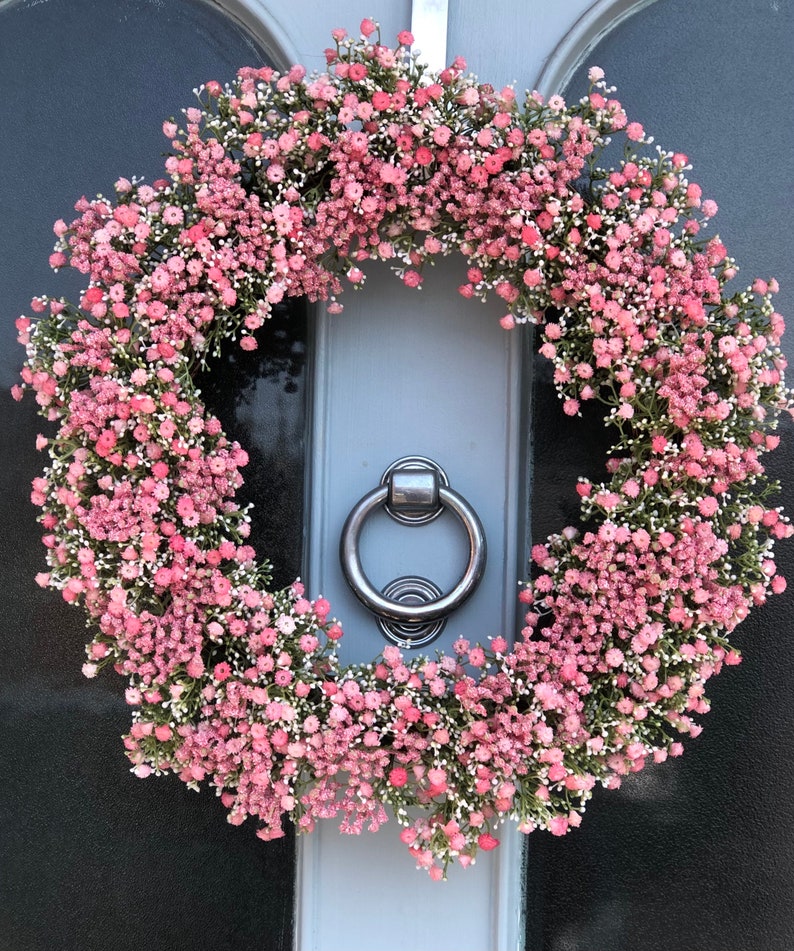 Gypsophila Wreath Pink 45cm - Etsy UK
