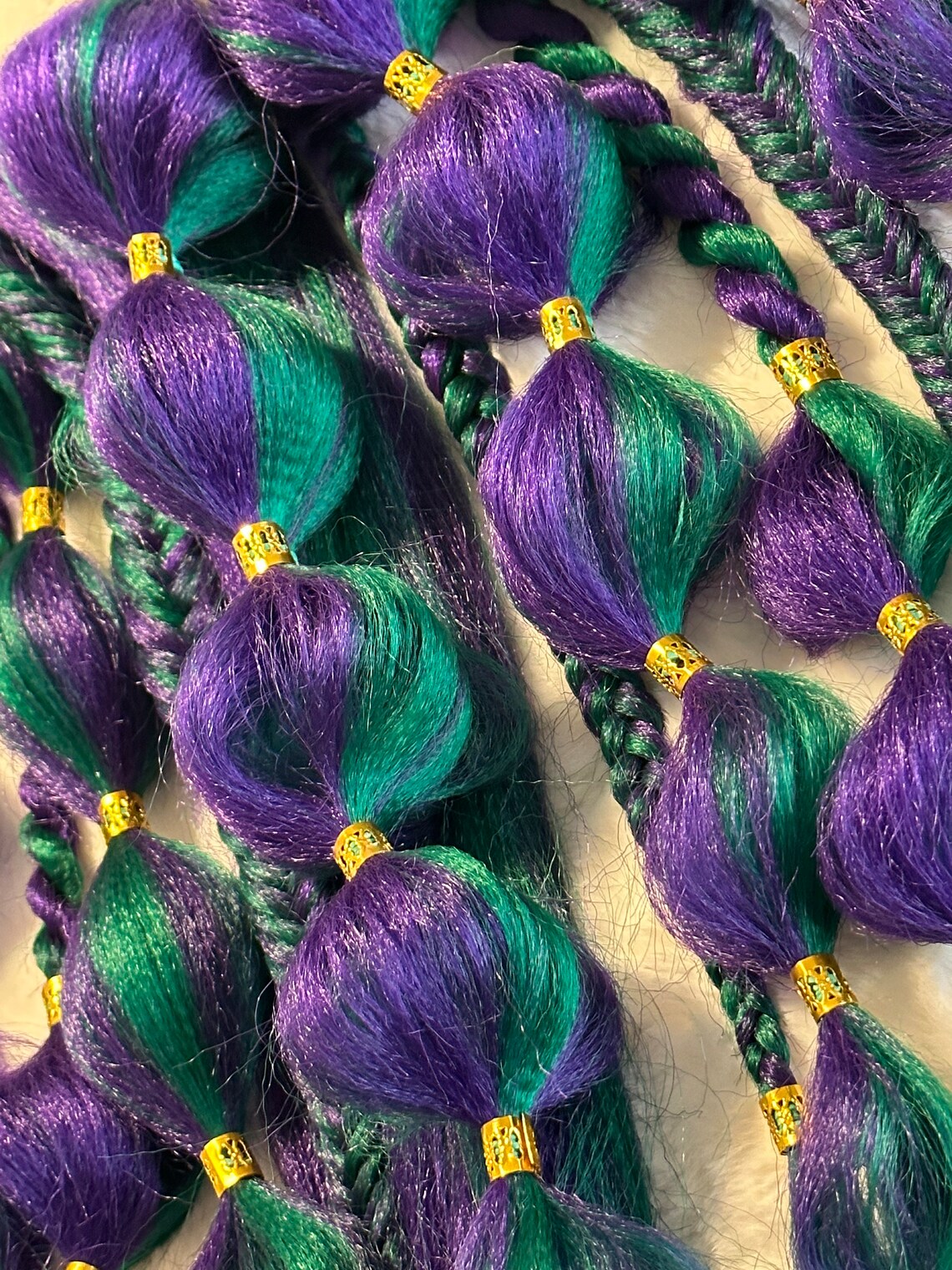 Green and Purple Rave Festival Bohemian Bubble Braids Hair - Etsy