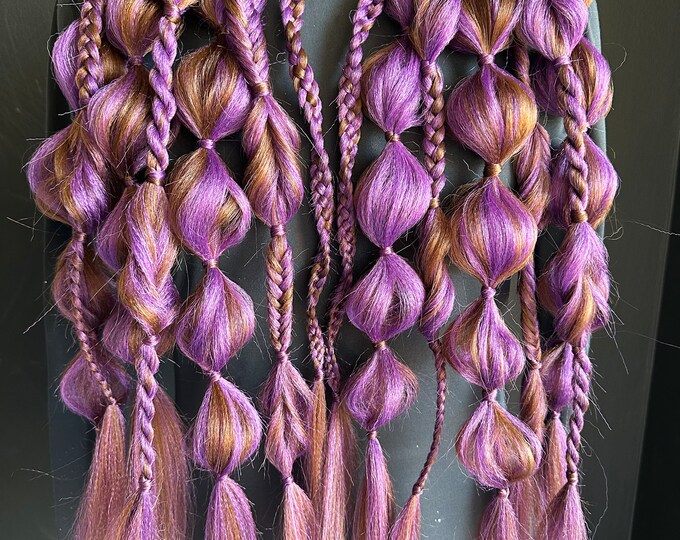 Brunette and Purple Rave Braids Festival Hair Ponytail Extensions - Etsy