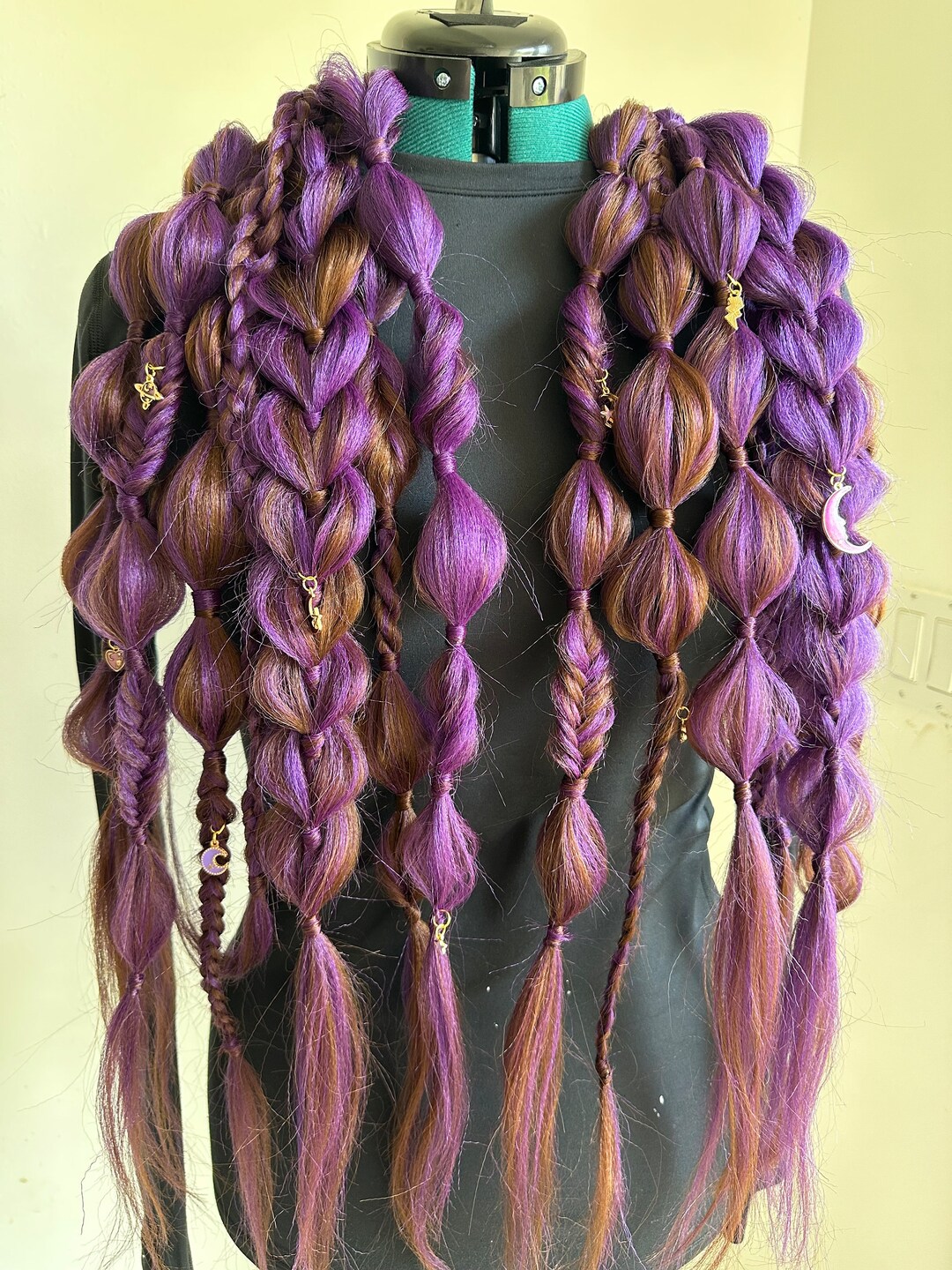 Brunette and Purple Rave Braids Festival Hair Ponytail - Etsy