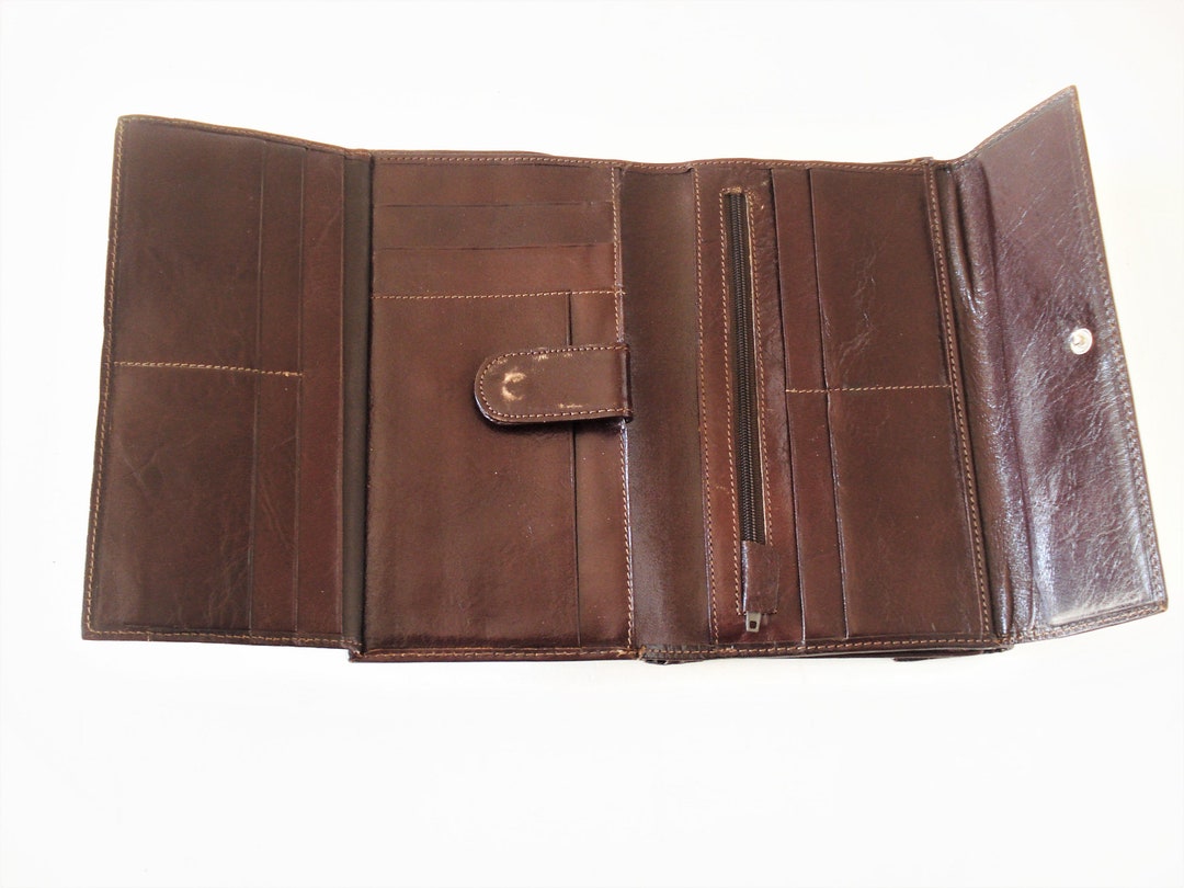Vintage Large Original Leather Burgundy Wallet-woman Leather Wallet ...