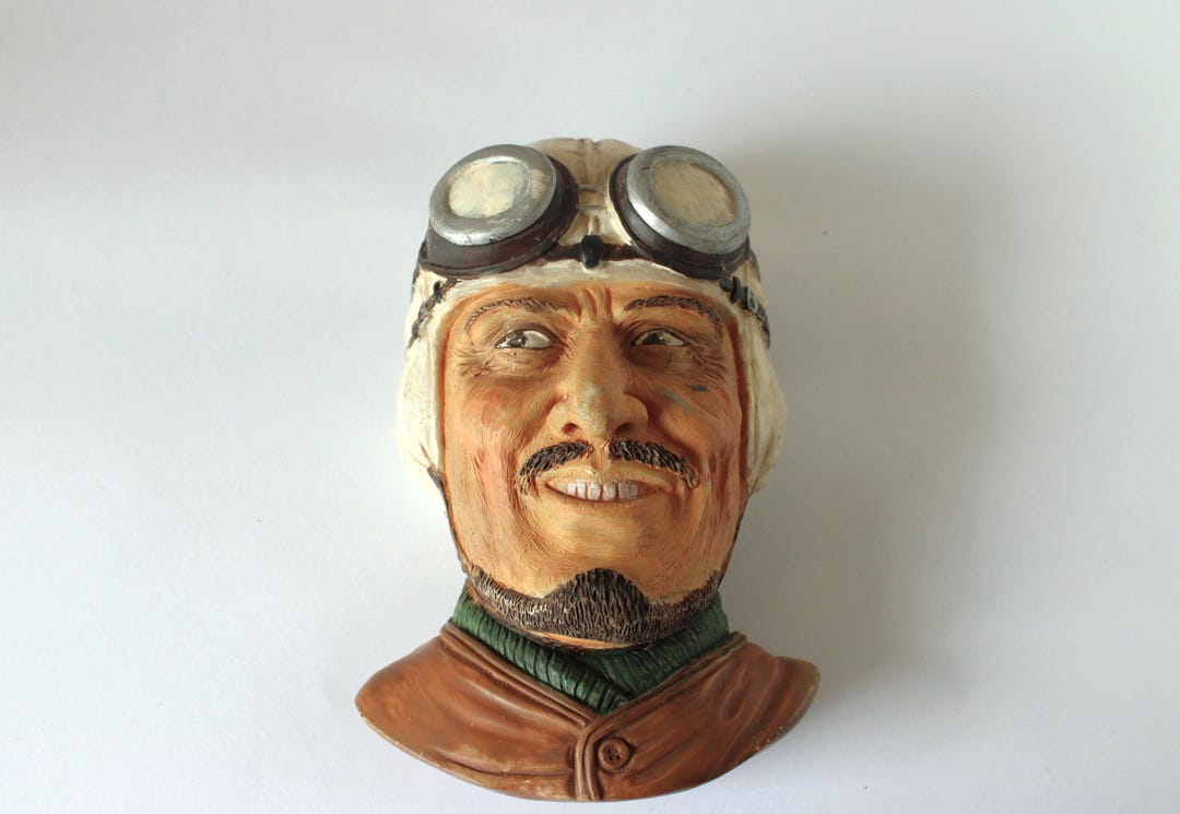 Rare Vintage Ceramic Aviator Man Face for Wall-hand Painted Wall ...