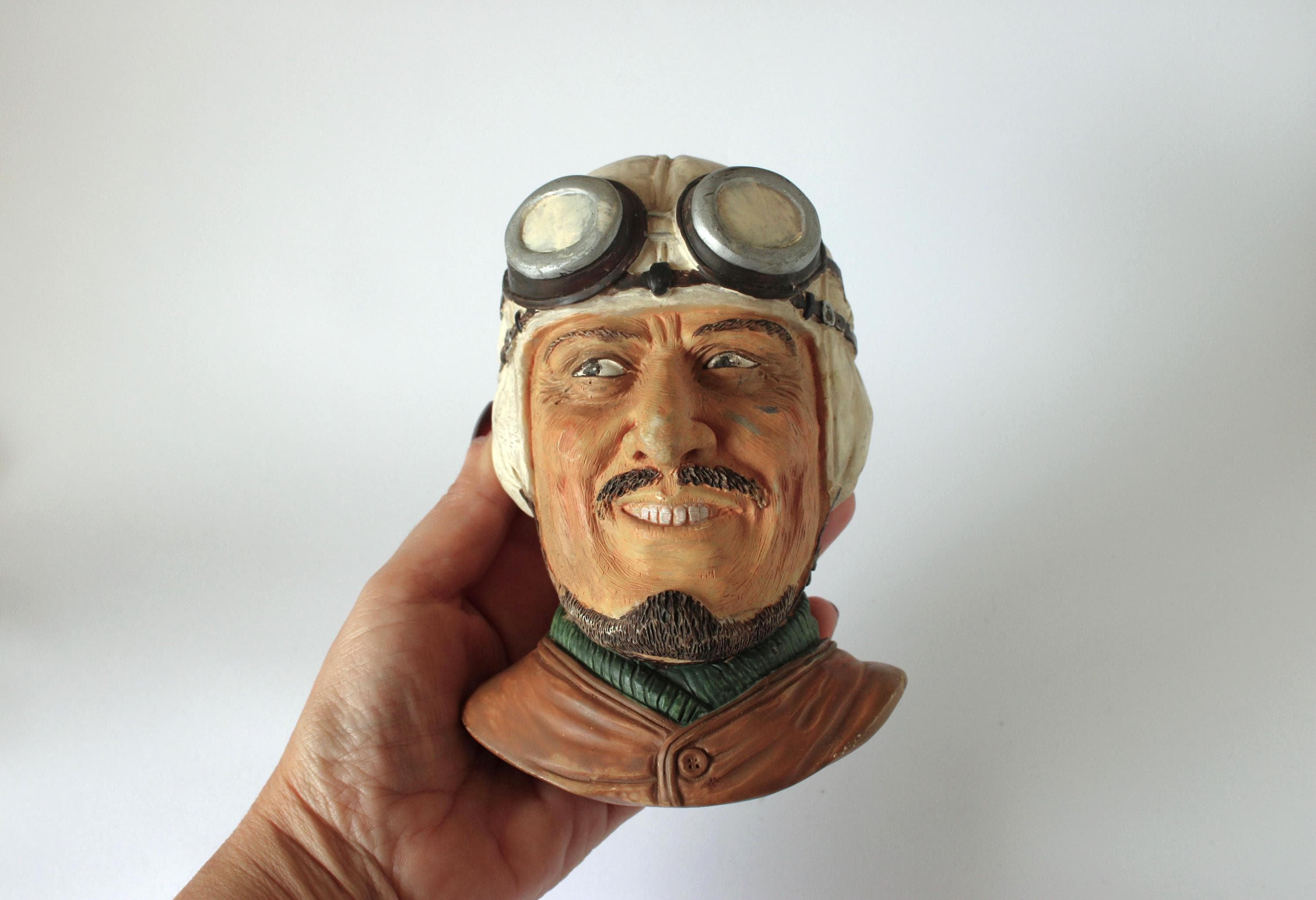 Rare Vintage Ceramic Aviator Man Face for Wall-hand Painted Wall ...
