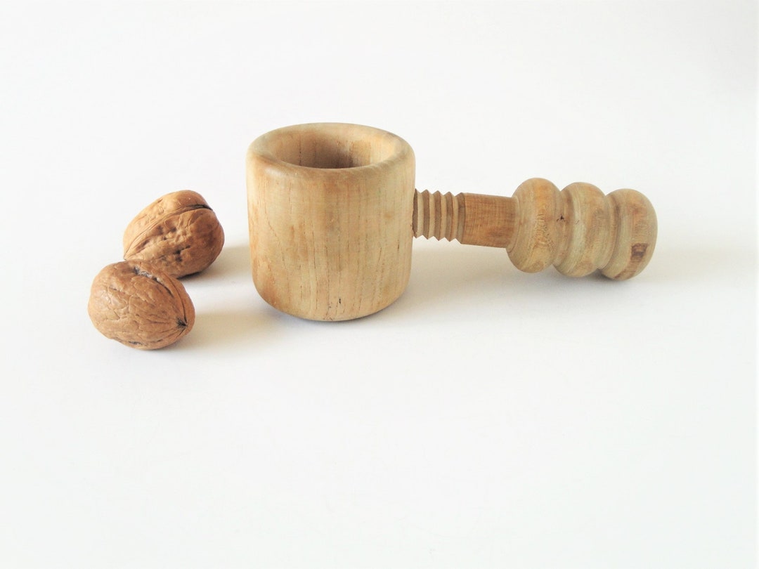 Vintage Wooden Nut Cracker- Wood Screw Nut-cracker- Natural Wooden Nut ...