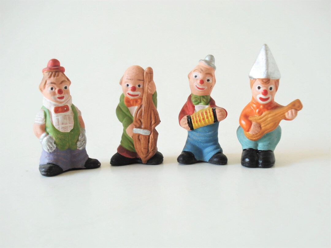 4 Vintage Miniature Small Musicians Clowns Clay Figures-vintage ...