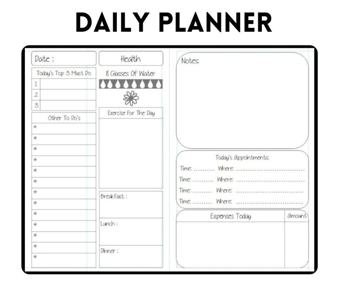 Daily Planner Insert, Travelers Notebook Refill, Undated Planner ...