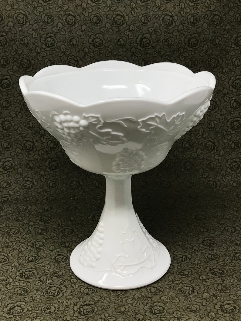 Colony Indiana Glass Harvest Milk Glass Grape Pattern Medium | Etsy