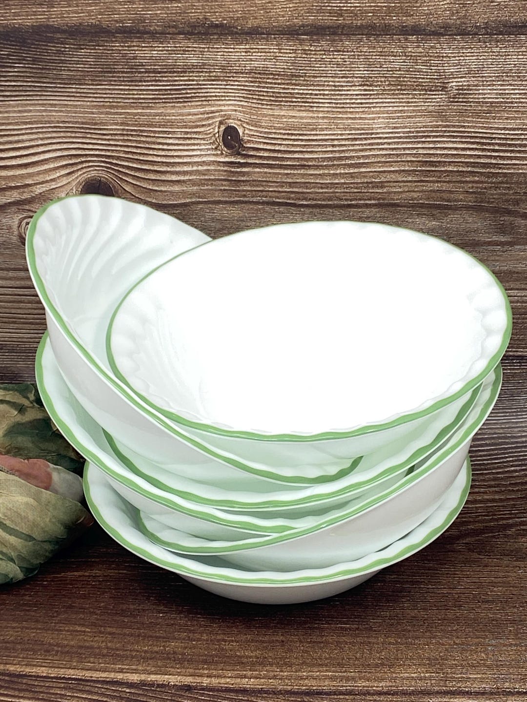 Corelle Chutney Green Trim White Swirl Soup/cereal Bowls - Lot of 6 - Etsy
