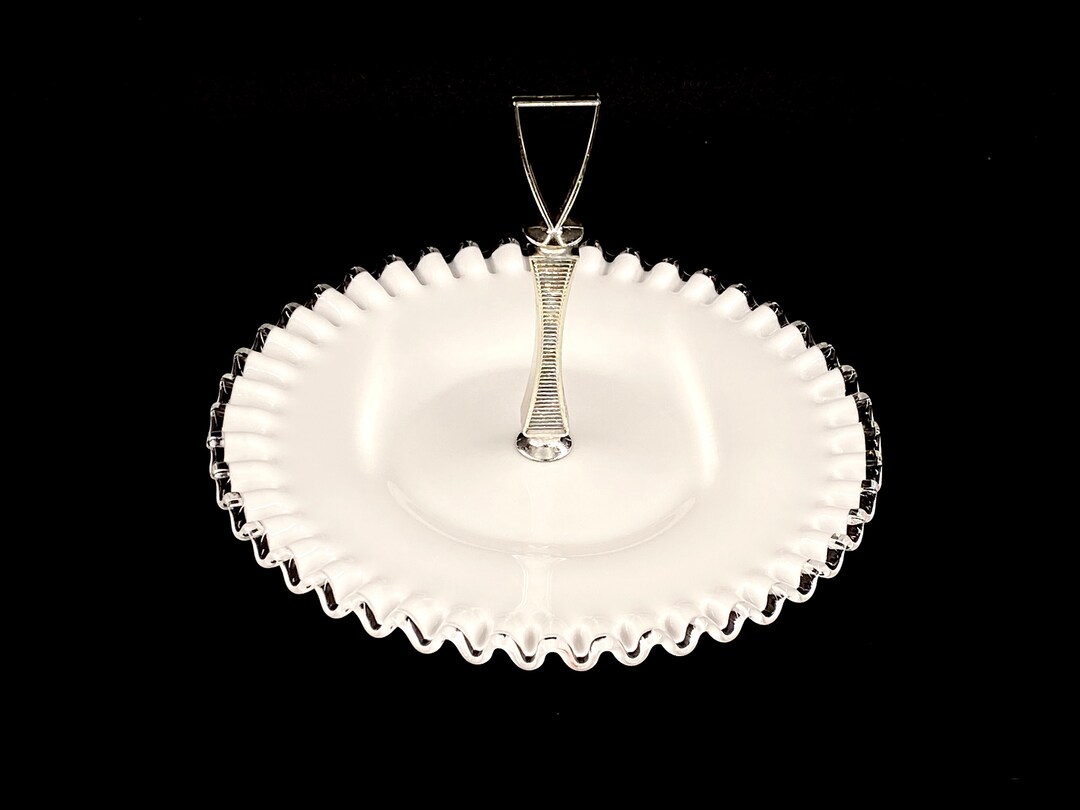 Fenton Silver Crest Small One-tier Tidbit Tray - Elegant Art Milk Glass ...