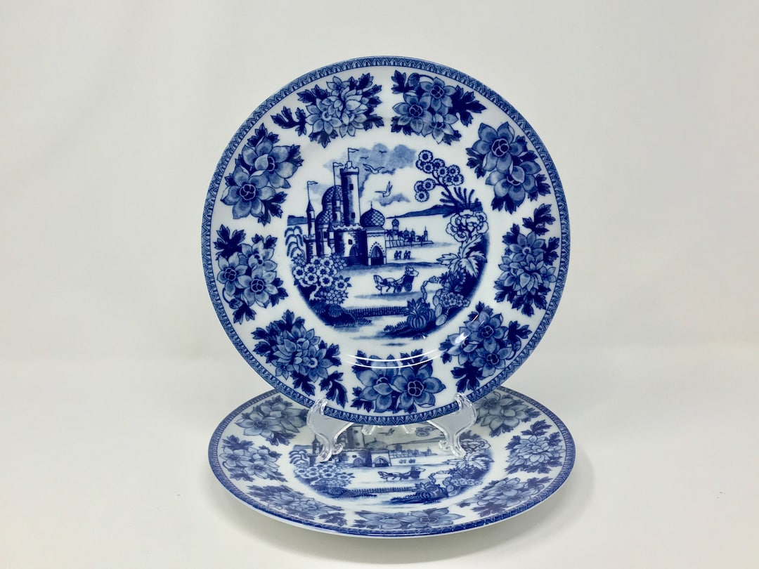 TA Japan Castle Blue Floral Transferware 9" Luncheon Plates (2) - Etsy