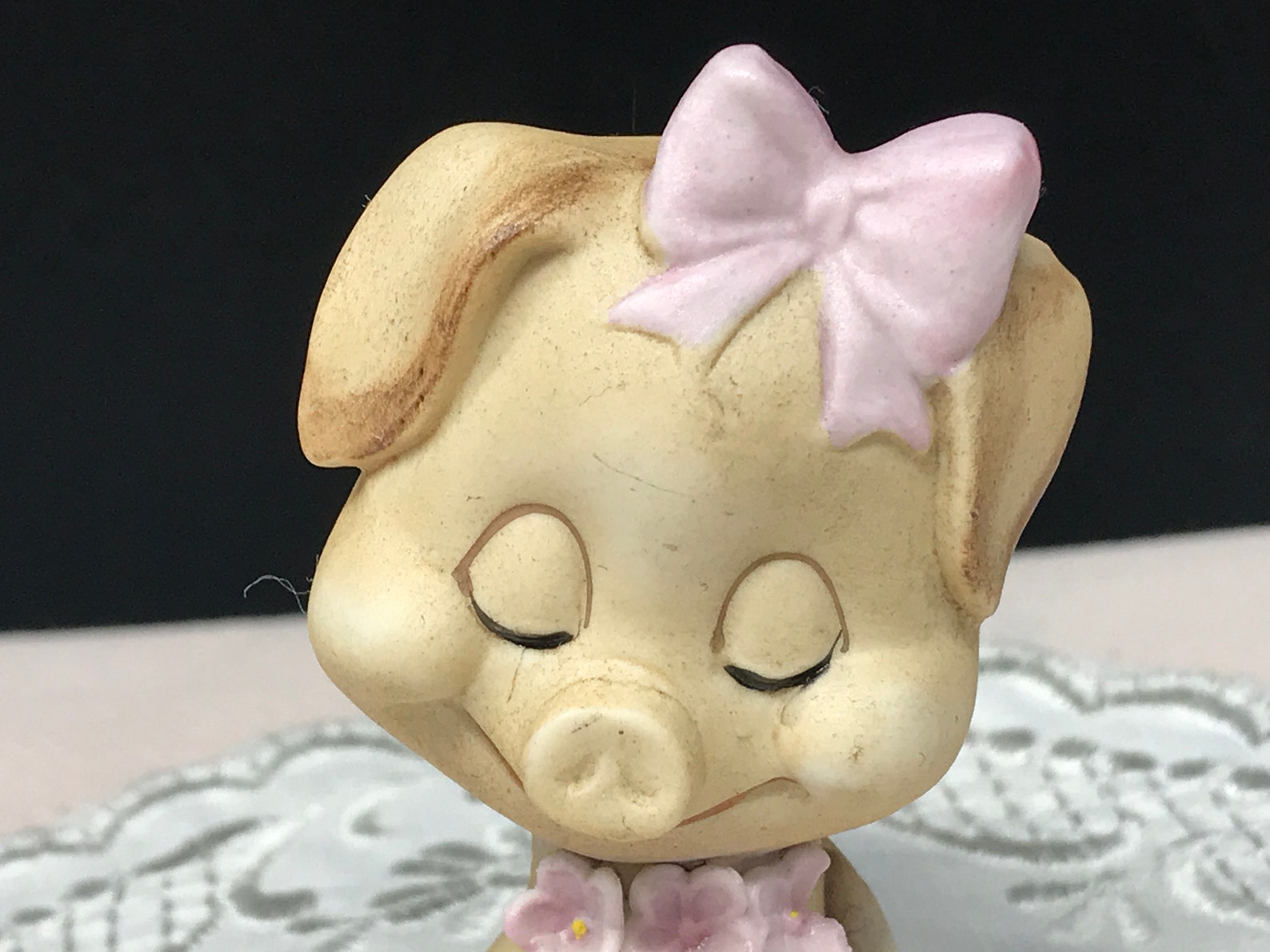 Super Cute Vintage Pig With a Pink Bow and Pink Flower - Etsy