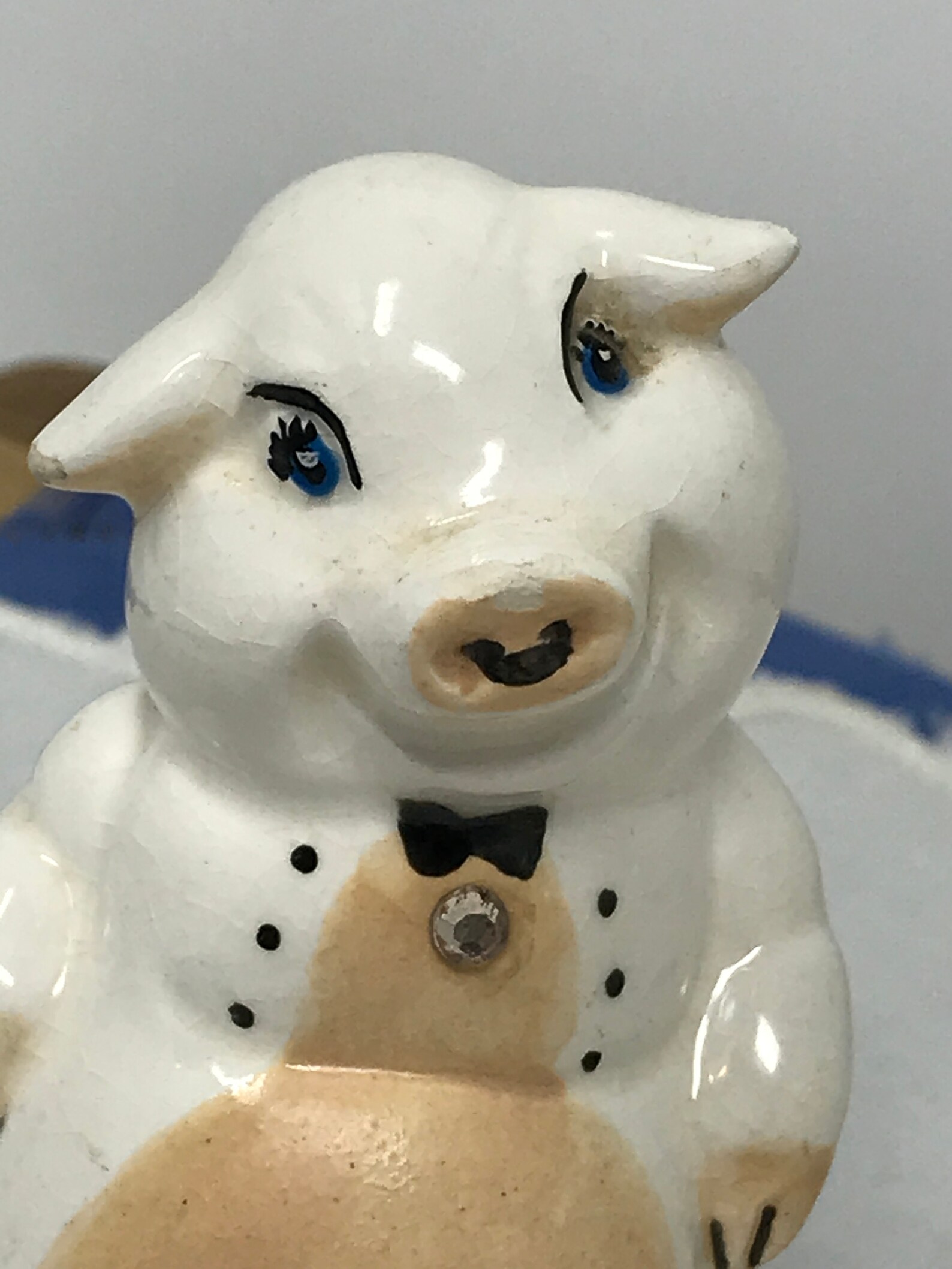Pair of Vintage Jeweled Porcelain Pig Figurines - Etsy