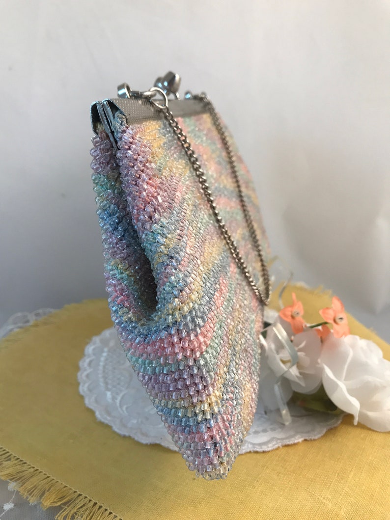 Lovely Vintage Beaded Pastel Purse With Chain - Etsy Australia