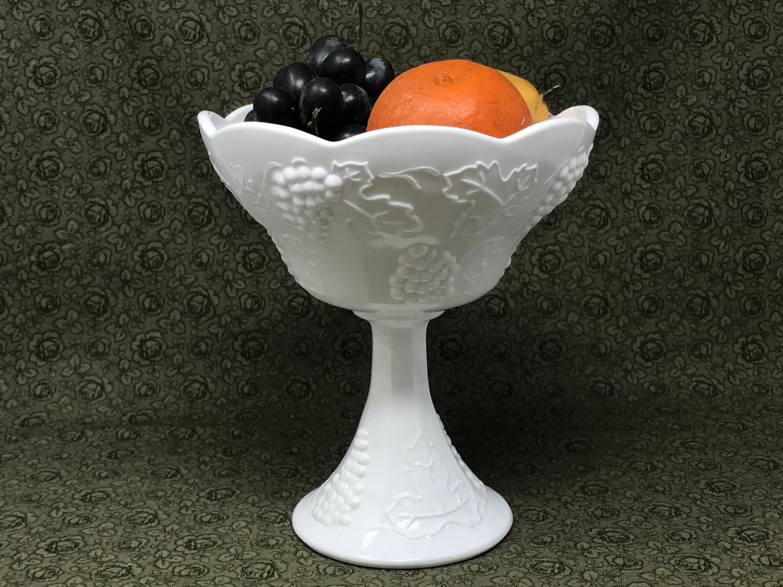 Colony Indiana Glass Harvest Milk Glass Grape Pattern Medium | Etsy