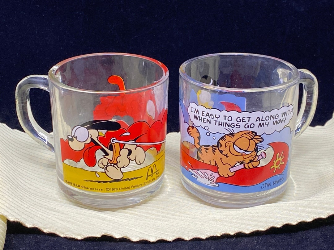1978 Garfield and Odie Glass Mugs, Jim Davis for Mcdonalds, United ...