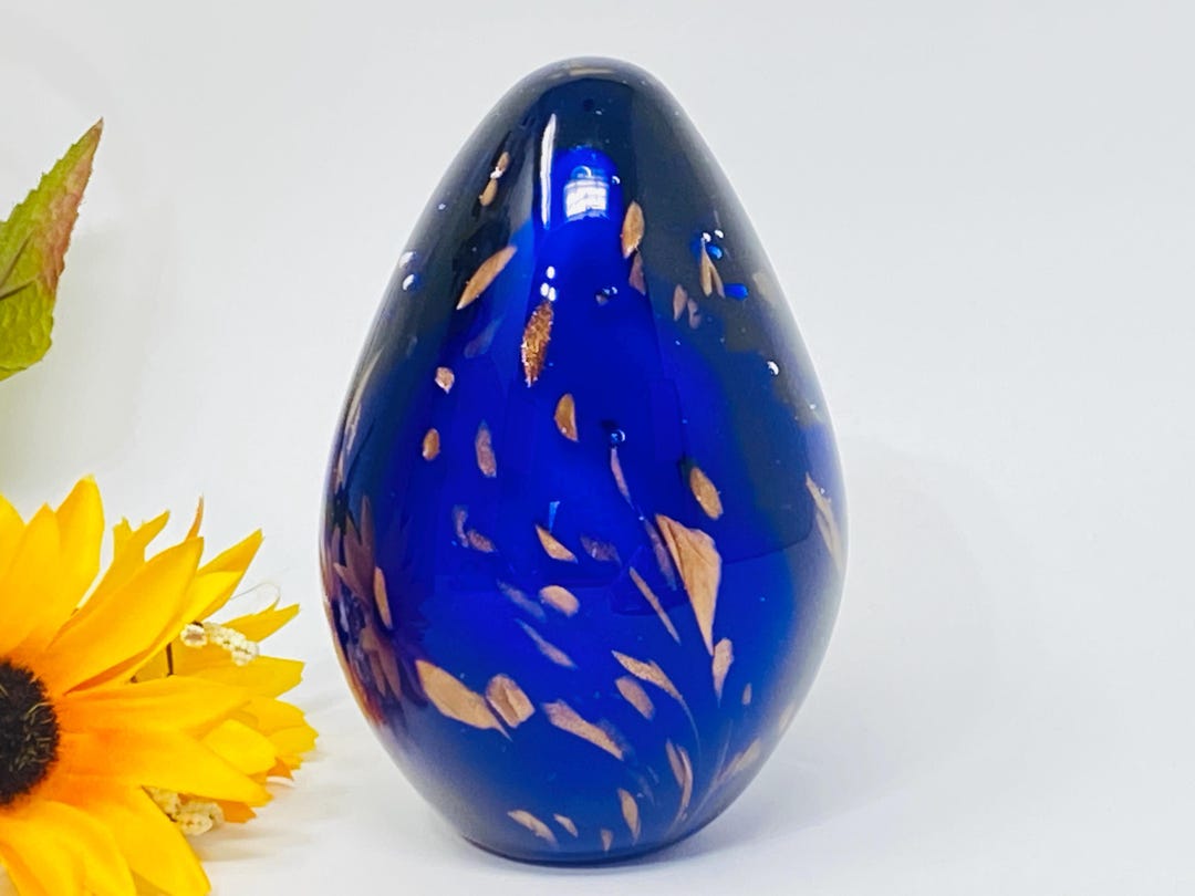 Large Murano Style Copper Cobalt Blue 5" Egg Paperweight - Etsy
