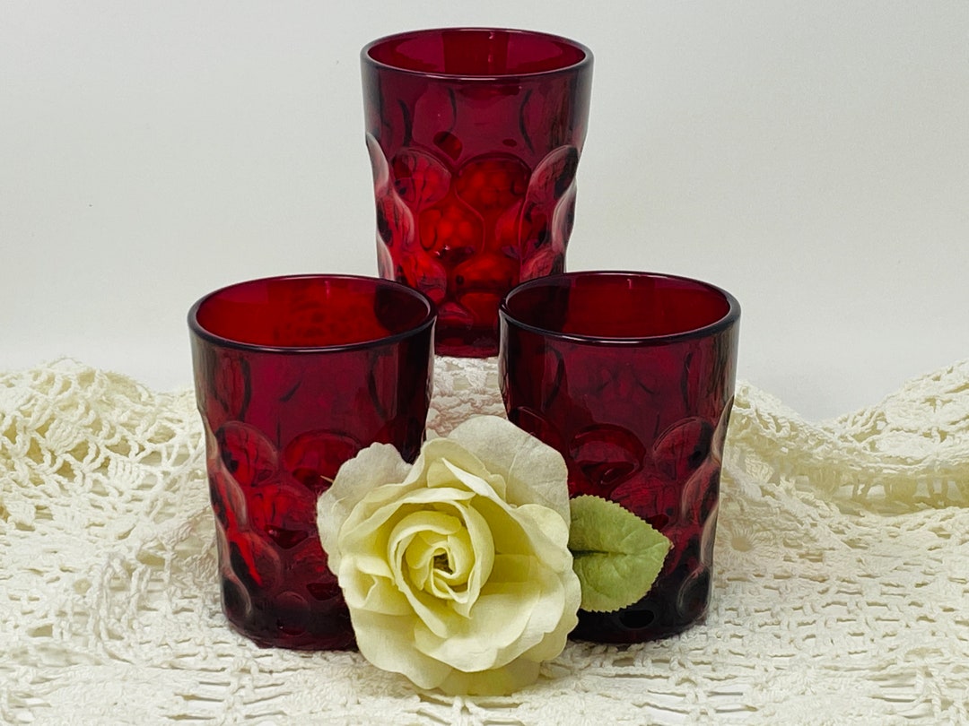 Imperial Glass Provincial Dark Ruby Red 8 Oz Flat Tumblers Red ...