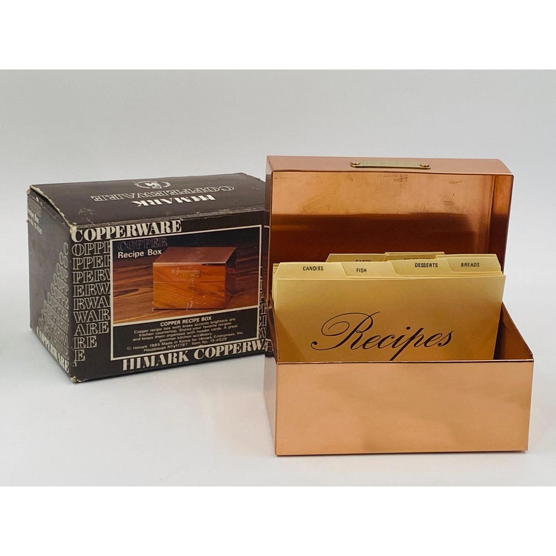 Vintage New Unused Himark Copperware Copper Recipe Box W/ Dividers ...