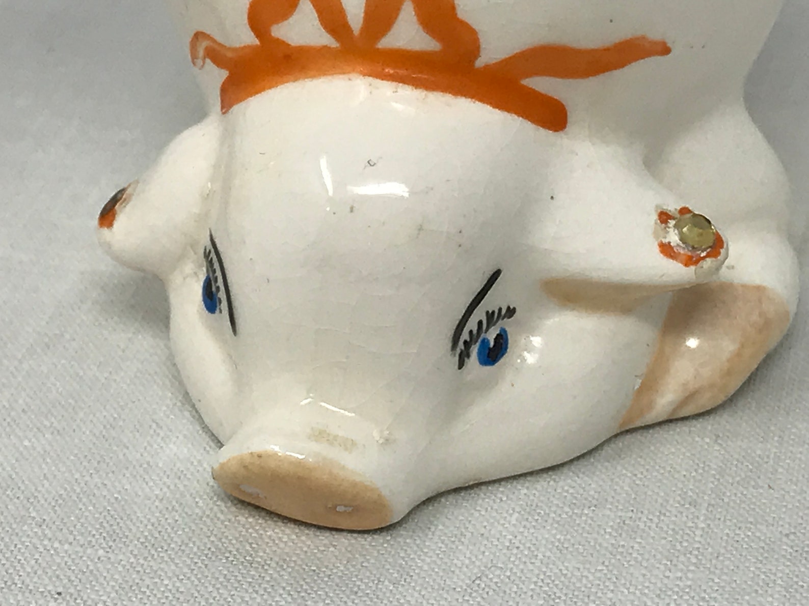 Pair of Vintage Jeweled Porcelain Pig Figurines - Etsy