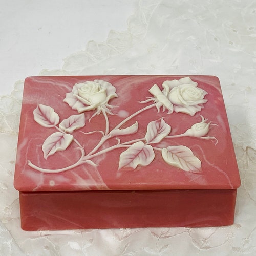 Incolay Rose Trinket Box - Etsy