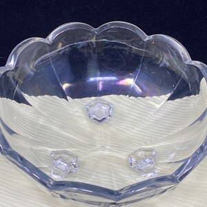 Early American Higbee Glass Paneled Three Footed Bowl With Scalloped ...