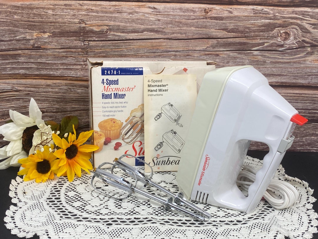 1993 Sunbeam 4-speed Mixmaster Hand Mixer in Original Box Works See ...