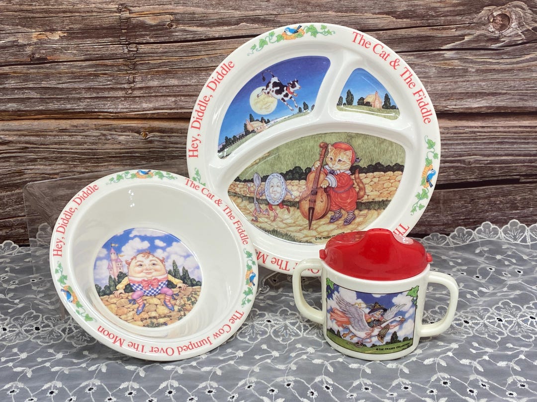 Vintage NEW the Fraser Collection Nursery Rhyme Child's Dish Set Plate ...