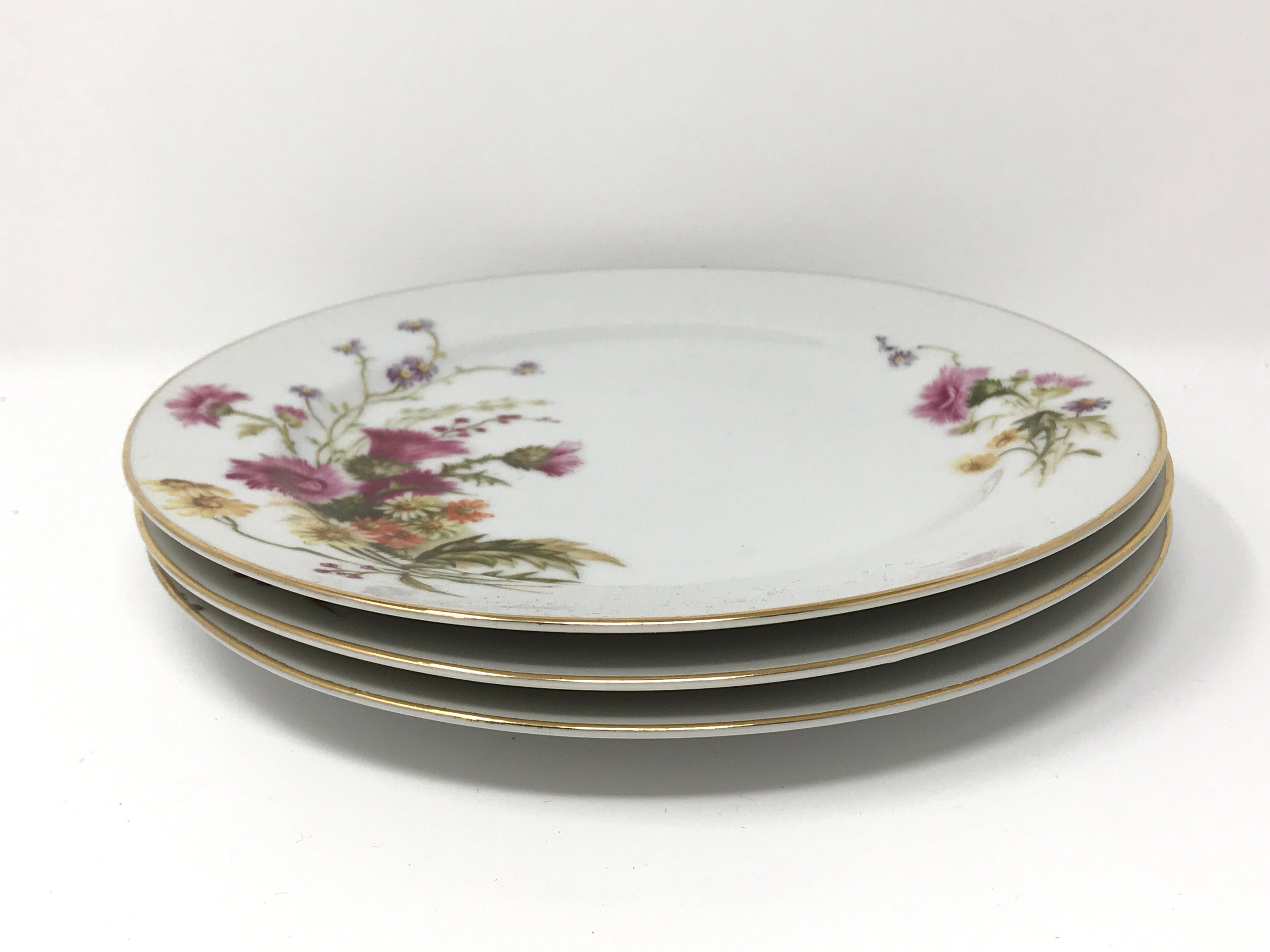 Elegant Craftsman China Salad Plates Set of 3 Made in | Etsy