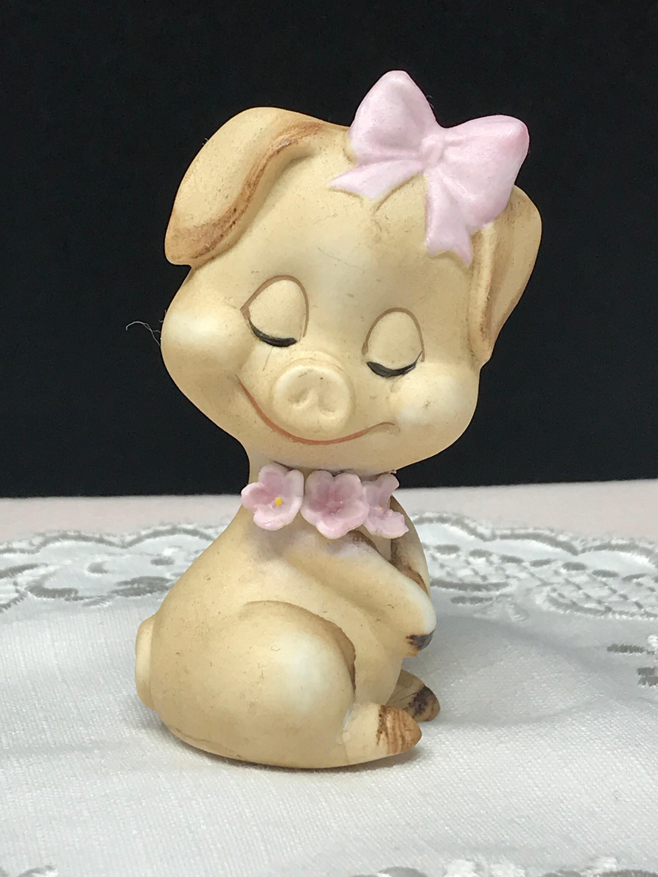 Super Cute Vintage Pig With a Pink Bow and Pink Flower - Etsy