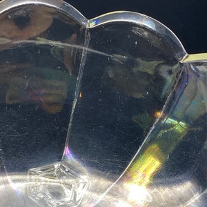 Early American Higbee Glass Paneled Three Footed Bowl With Scalloped ...