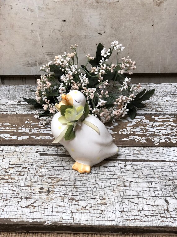 Vintage Ceramic White Duck Figurine - Etsy