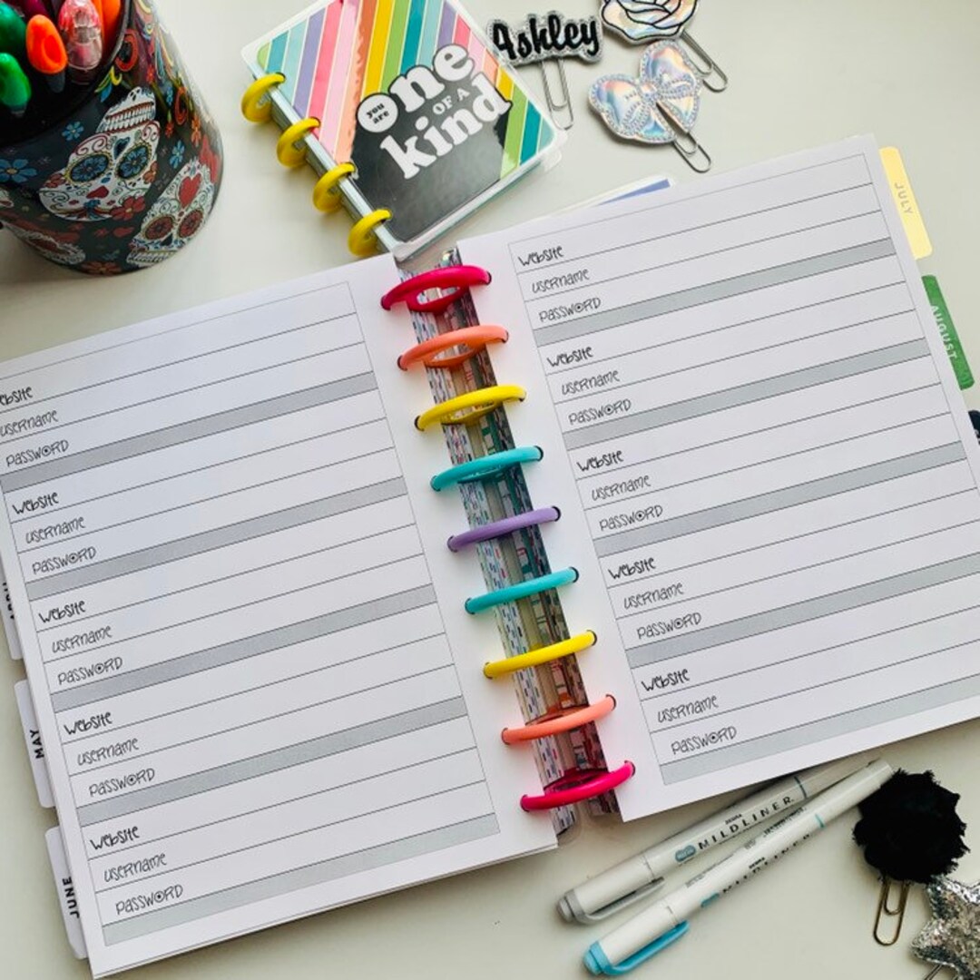Password Keeper Happy Planner Insert - Etsy