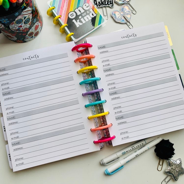 Address Book Happy Planner Insert - Etsy