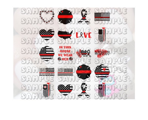 General Nail Decals red Line Firefighter Nail Art Decals - Etsy
