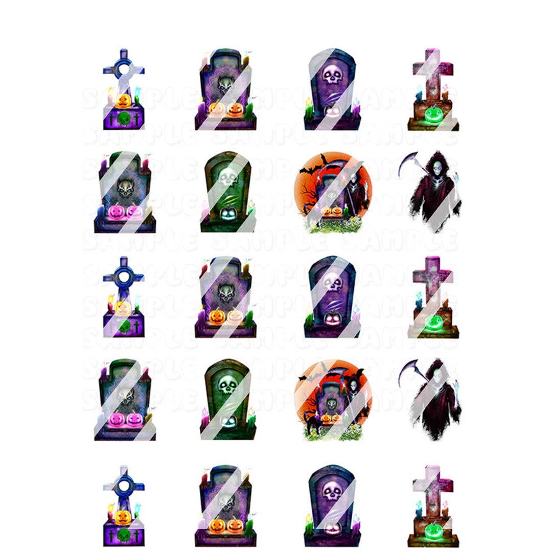 Spooky Halloween Graveyard Reaper Nail Art Decals - Etsy