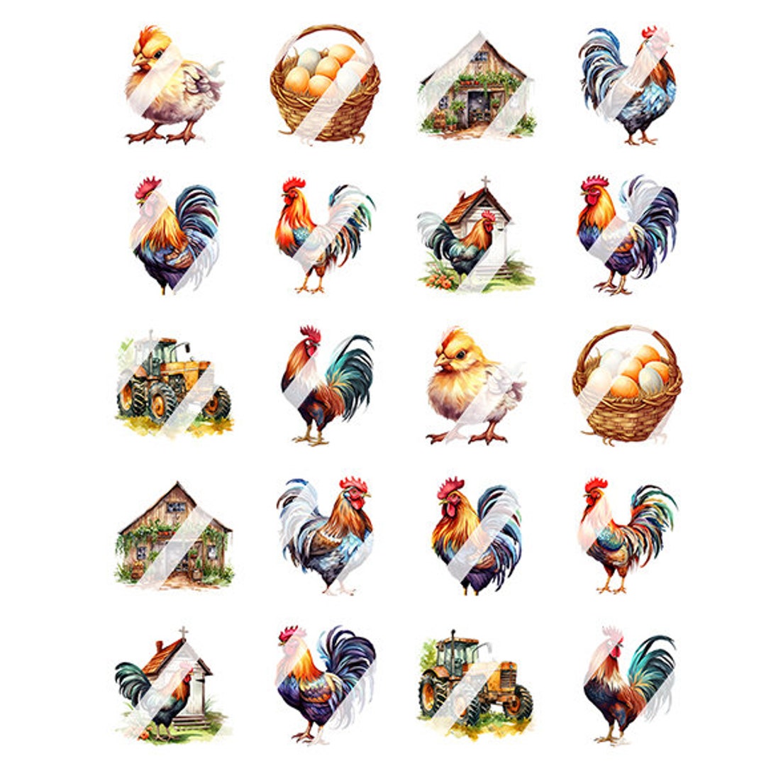 Rooster Chicken Farm Life Nail Art Decals - Etsy