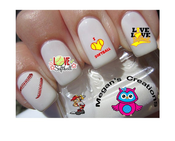 Softball Nail Art Decals | Etsy
