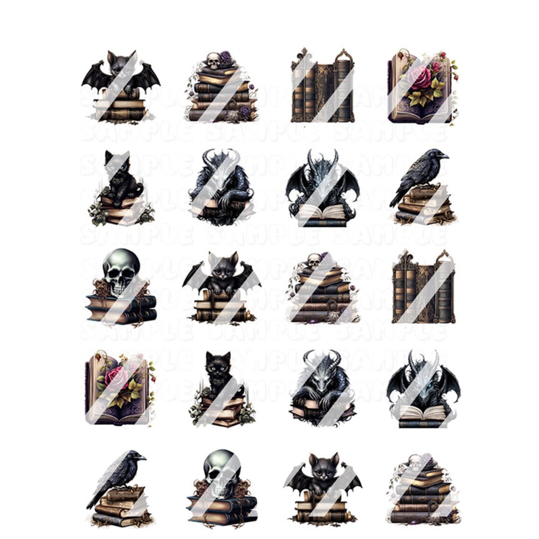 Gothic Book Nail Art Decals - Etsy