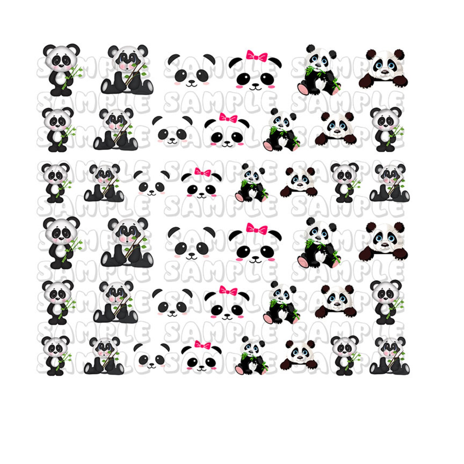 42 Nail Decals Panda Nail Art Decals - Etsy